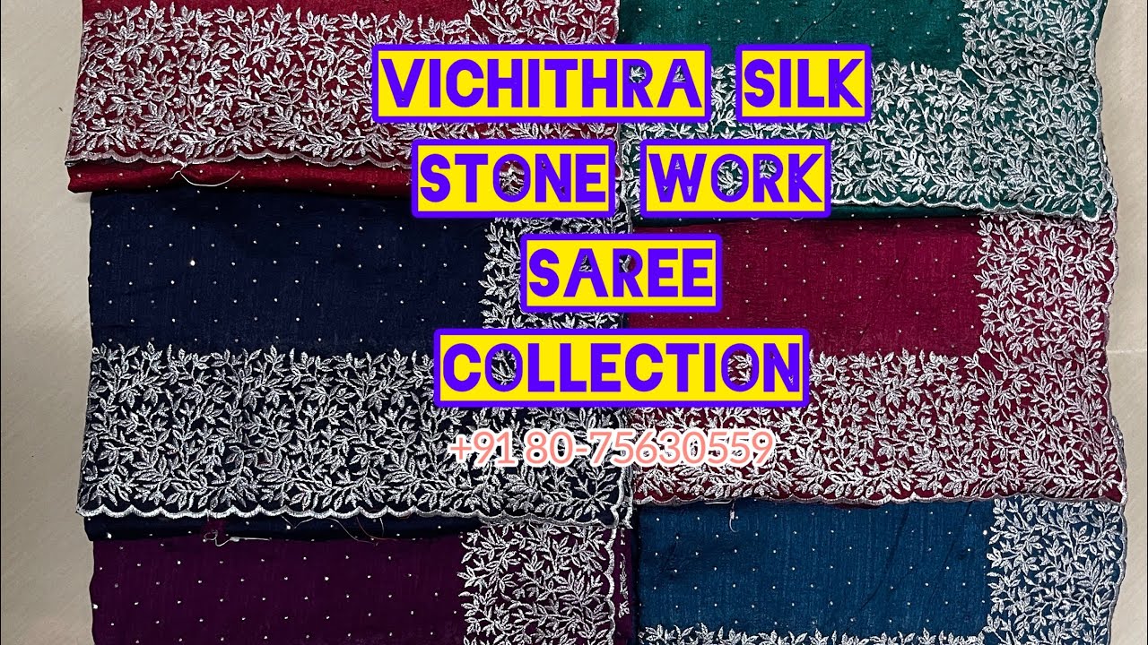 Vichithra silk stone work collection - YouTube