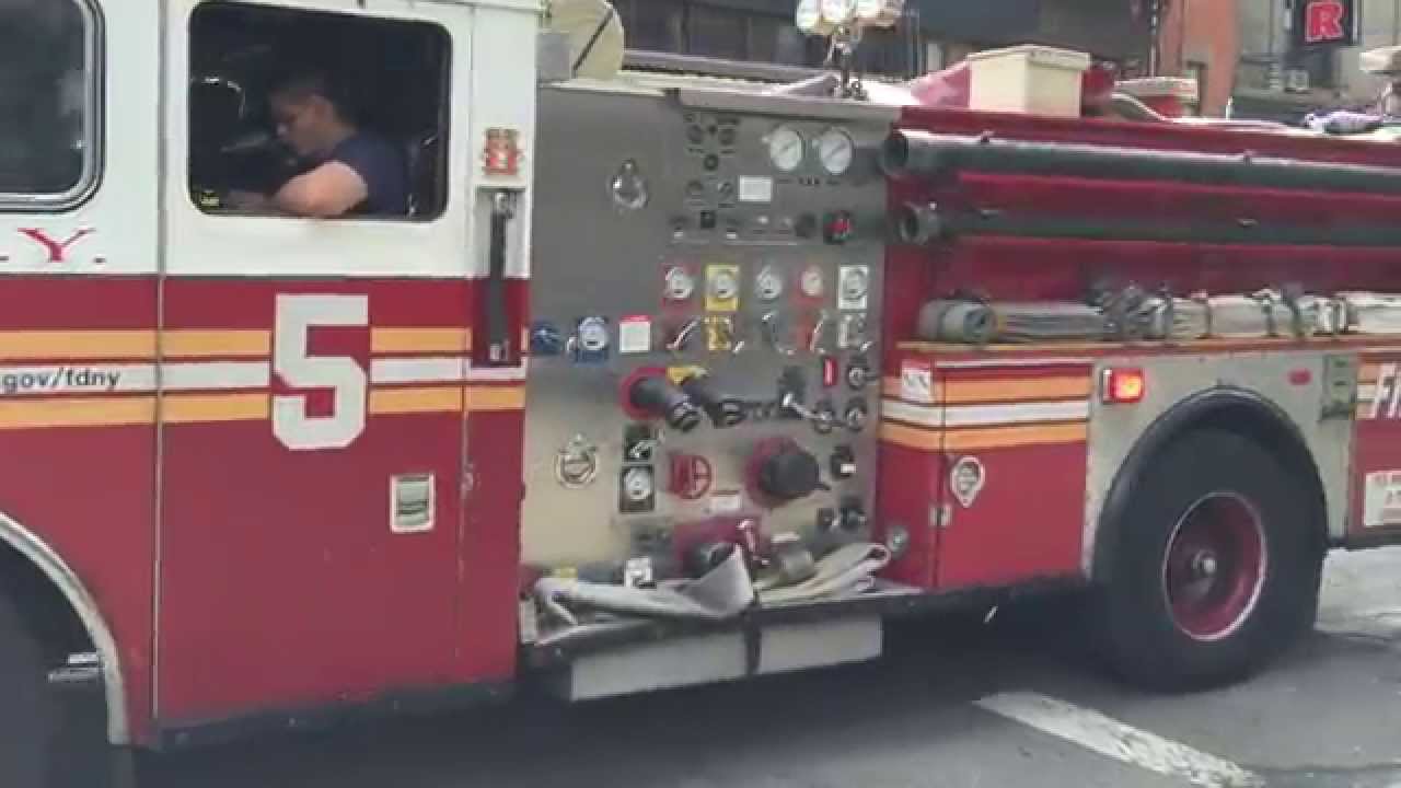 FDNY ENGINE 5 TAKING UP AFTER FALSE ALARM ON 2ND AVE. IN EAST VILLAGE ...