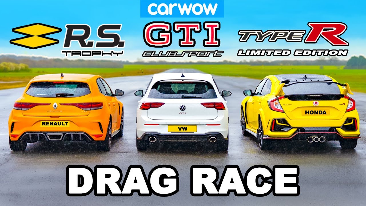 VW Golf GTI Clubsport v Civic Type R v Megane Trophy: DRAG RACE
