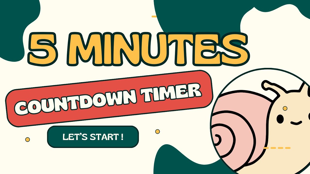 SNAIL COUNTDOWN ! 5:00 🐌 Snail timer from 5 minutes to zero in minutes ...