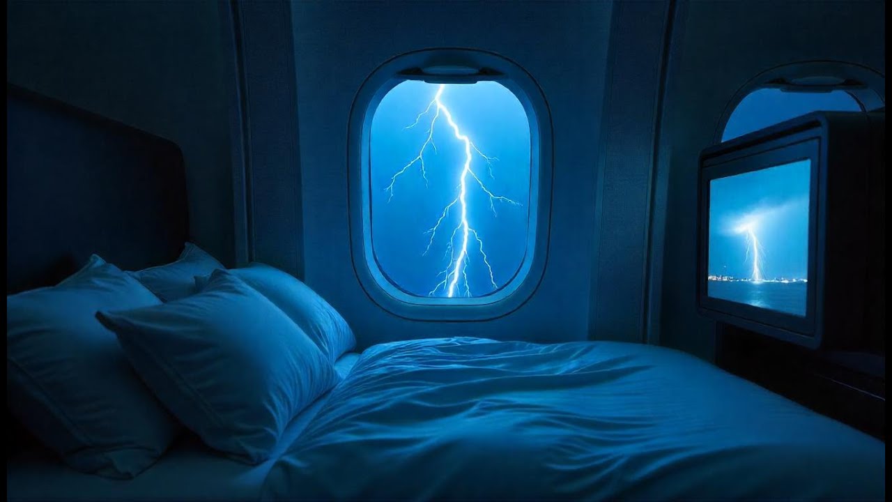 Night plane flight in the rain relaxing PERFECT | The best sound for ...