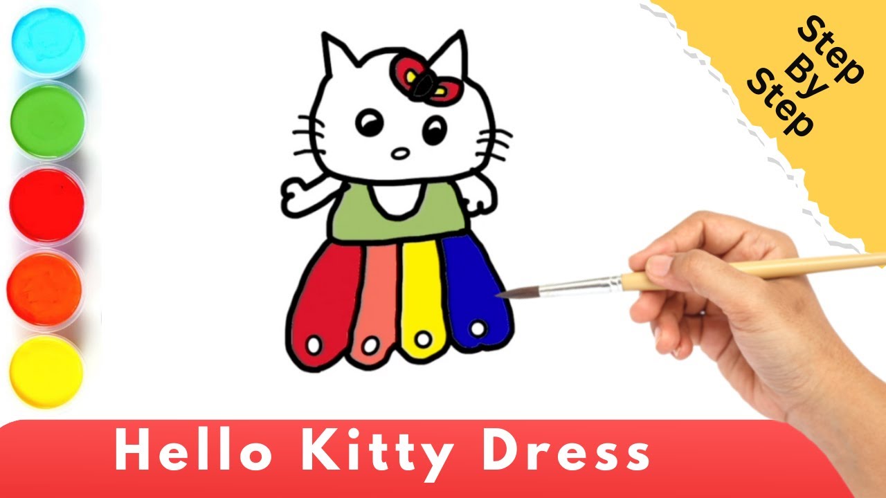 Hello Kitty Dress Drawing, Painting and Colouring For Kids and Toddlers ...