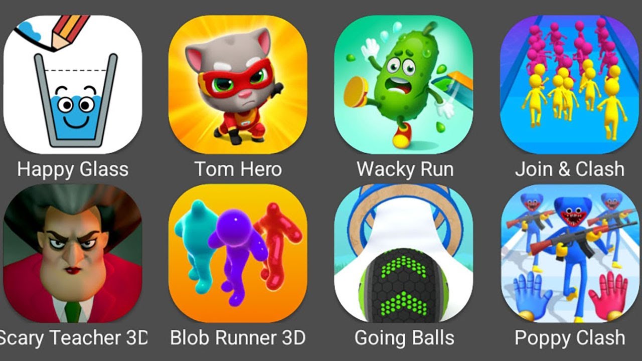 Talking Tom Hero Dash,Scary Teacher 3D,Blob Runner 3D,Going Balls,Happy ...