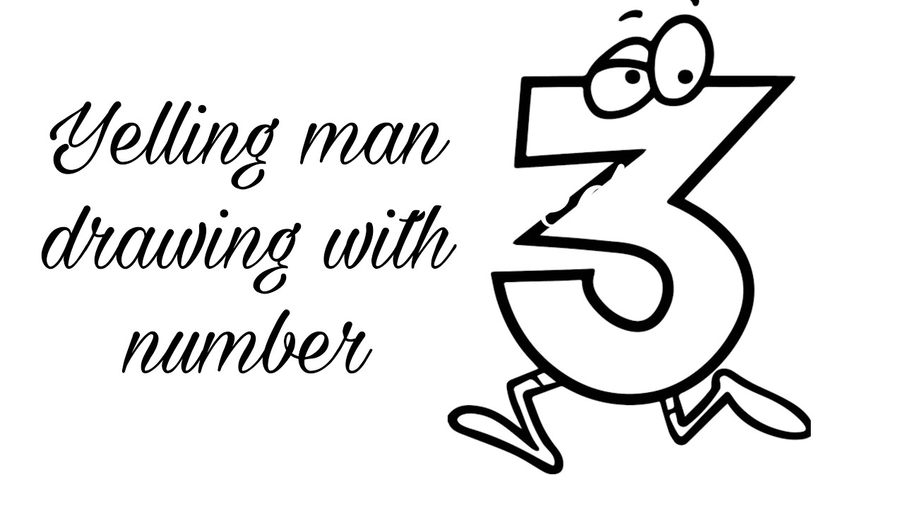 How to draw yelling man with number 3 very easy and simple - YouTube