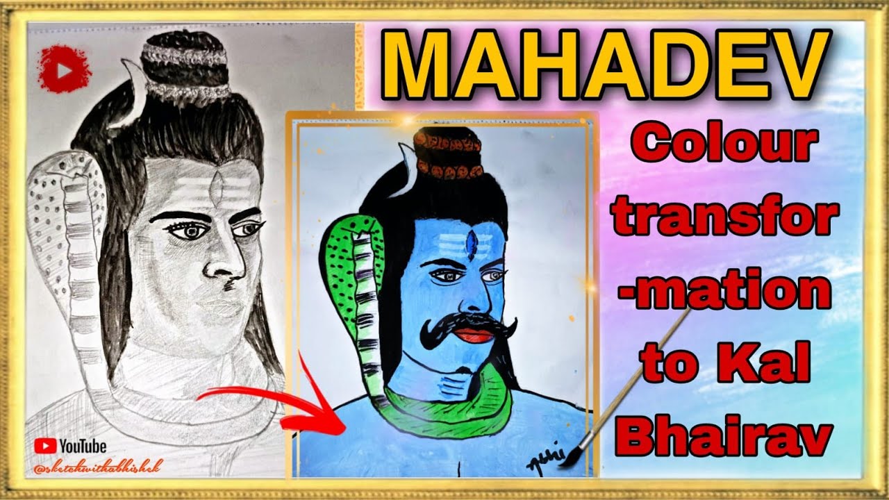 Mahadev colour transformation to Kal Bhairav/ How to draw Bholenath ...