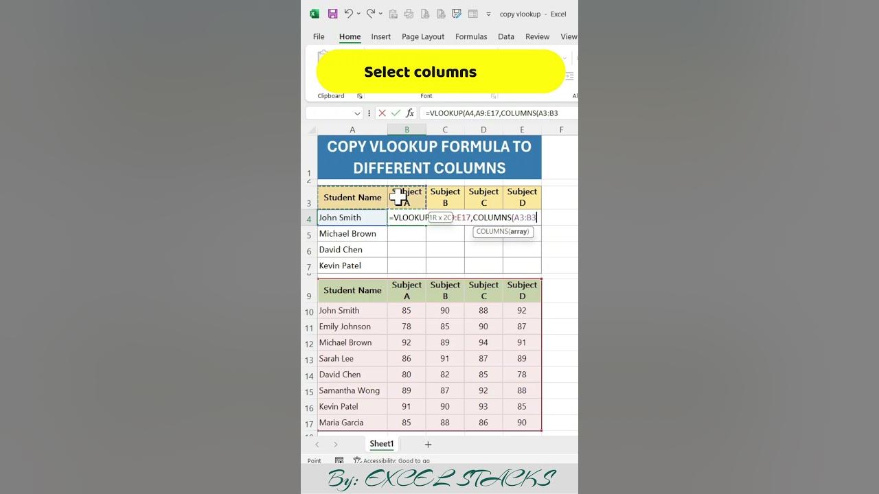 Copy vlookup formula to other columns dynamically: #excel #shorts #exceltips #trending #vlookup ...