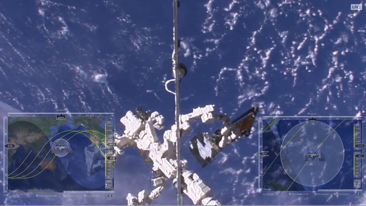 ROSA Roll Out Solar Array Retraction Test - Live ISS Earth HD View With ...