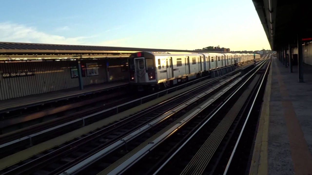 IRT Flushing Local: Main Street & Manhattan bound R-188 & R-142A/R-188 ...