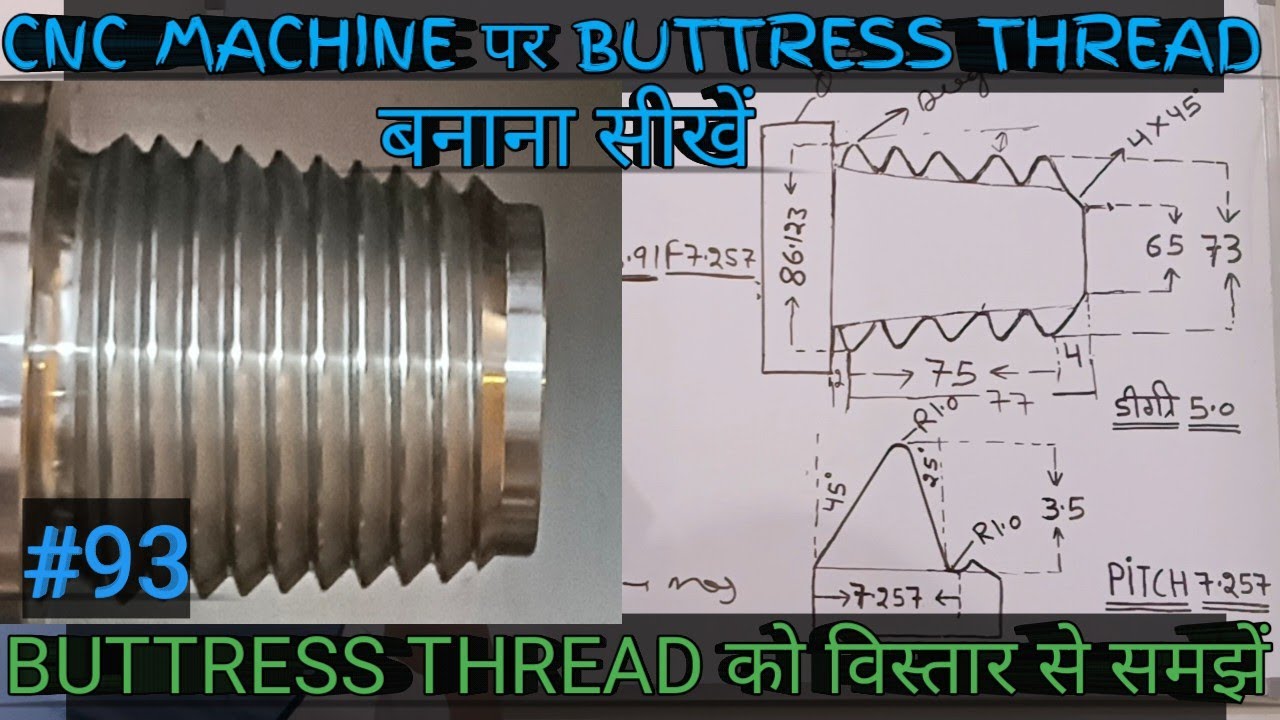 CNC LATHE MACHINE पर BUTTRESS THREAD बनाना सीखें // BUTTRESS THREAD का program कैसे बनाया जाता ...