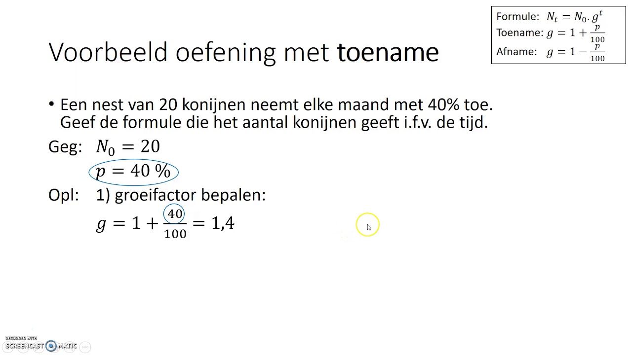 Exponentiële functies: Deel 3: formule invullen - YouTube