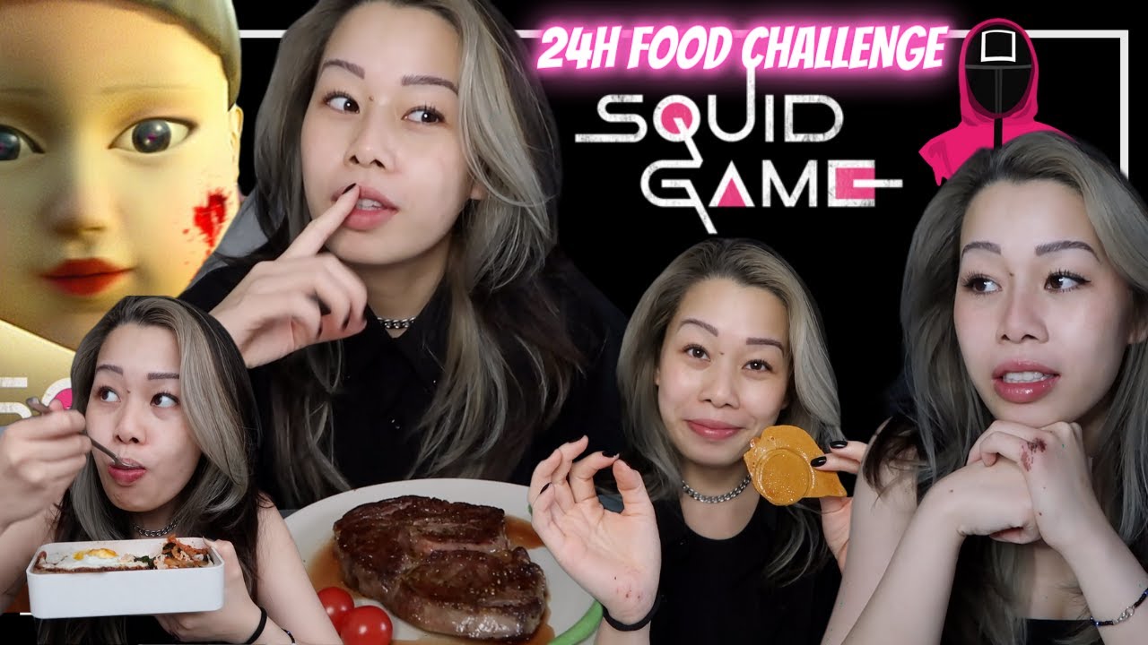 24H SQUID GAME FOOD CHALLENGE! 🍷🍯🥩🍱🍴 - YouTube