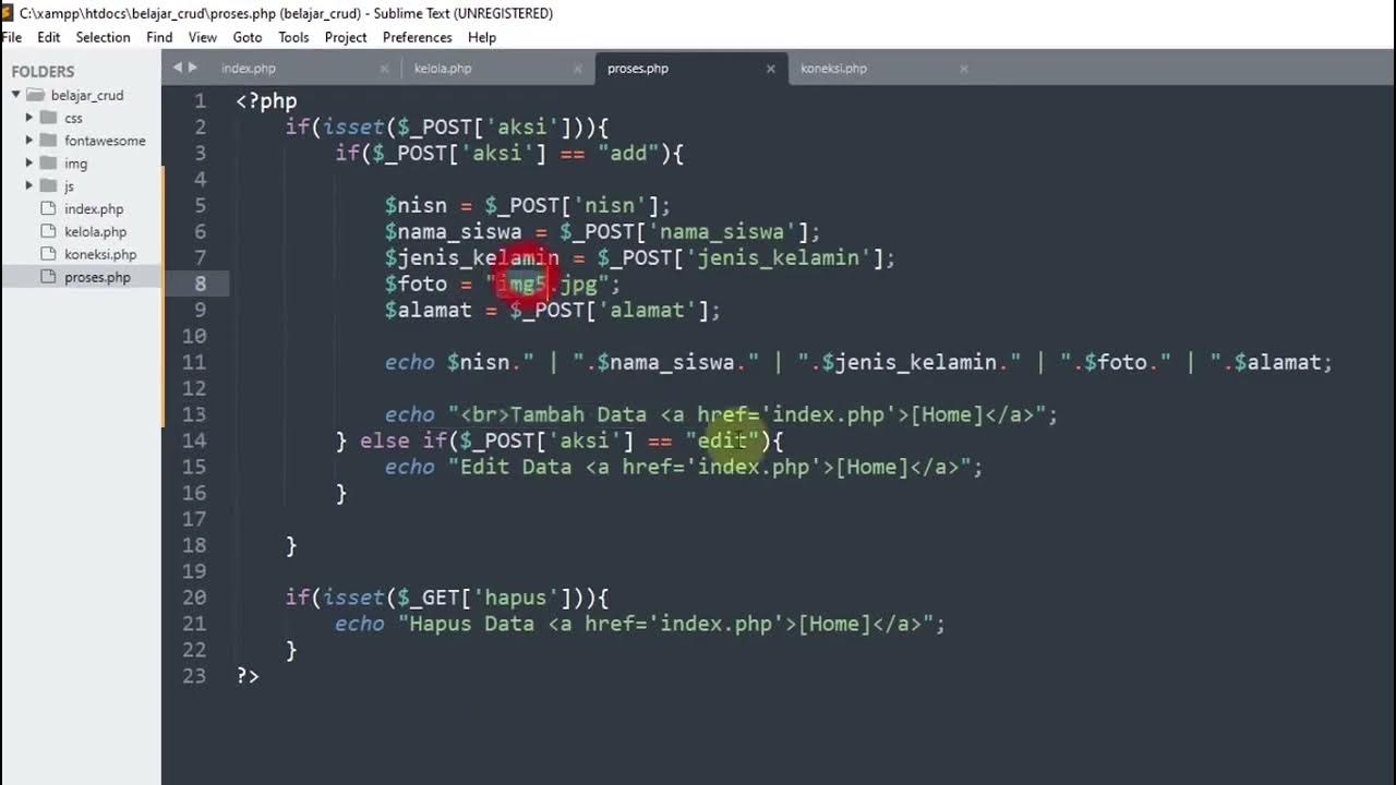 CRUD PHP MySQL 06 Create dan Delete Data - YouTube