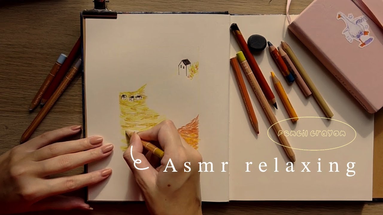 ASMR - Relaxing Pencil crayon Illustration - No talking | ASMR DRAWING ...