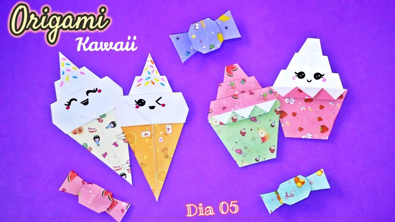 Origami Kawaii - Como fazer coisas fofas de papel (DIA 05) Dobradura ...