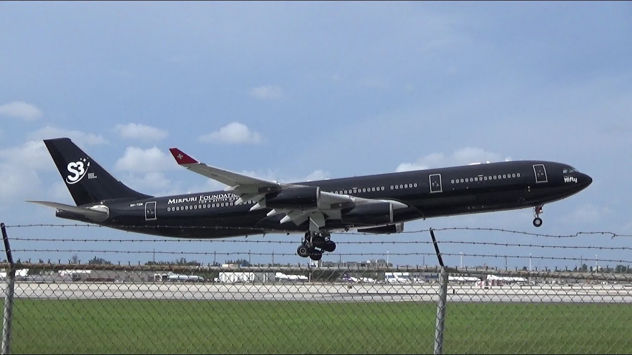 Miami Airport Planespotting | RARE All Black HiFly A340 Asiana 747 and ...