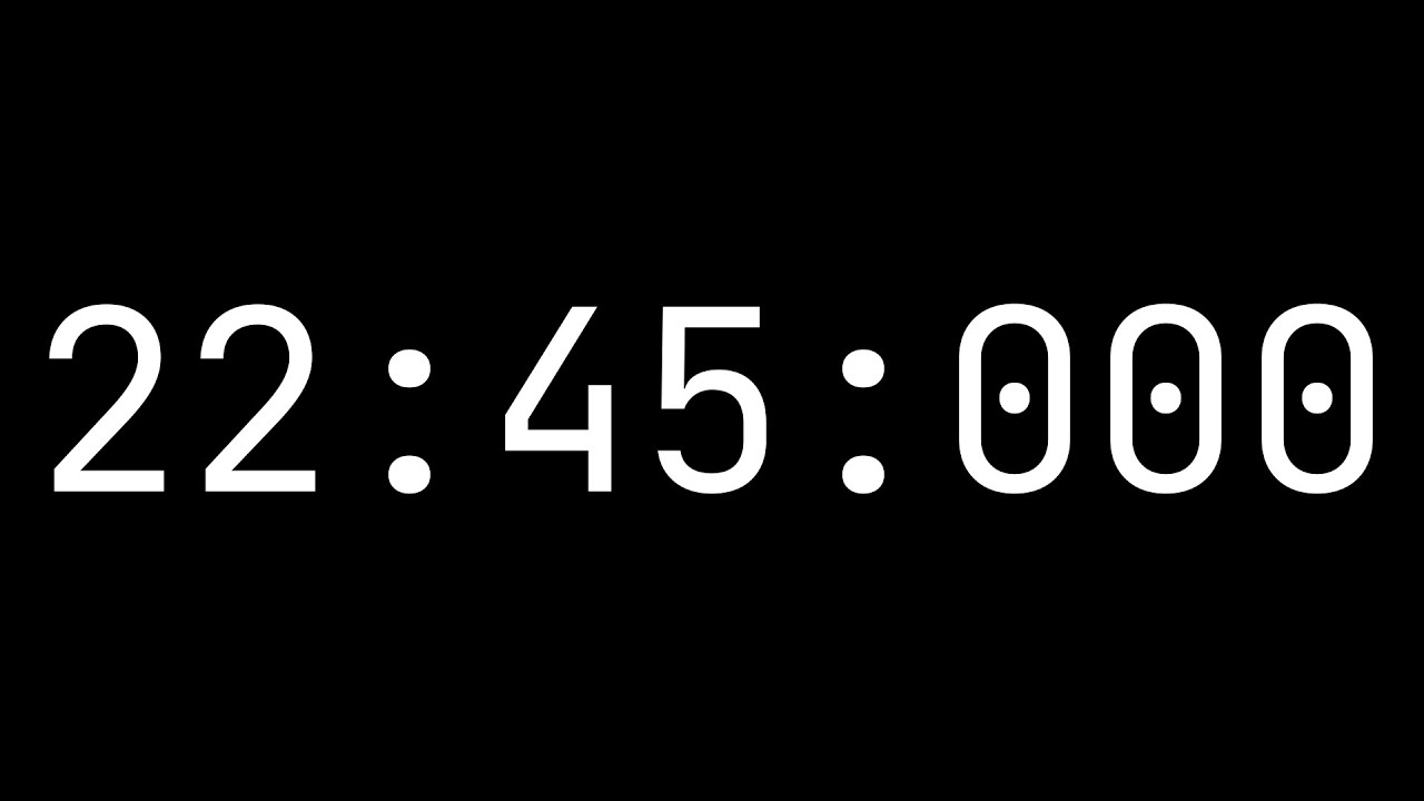 Countdown timer 22 minutes, 45 seconds [22:45:000] - White on black ...