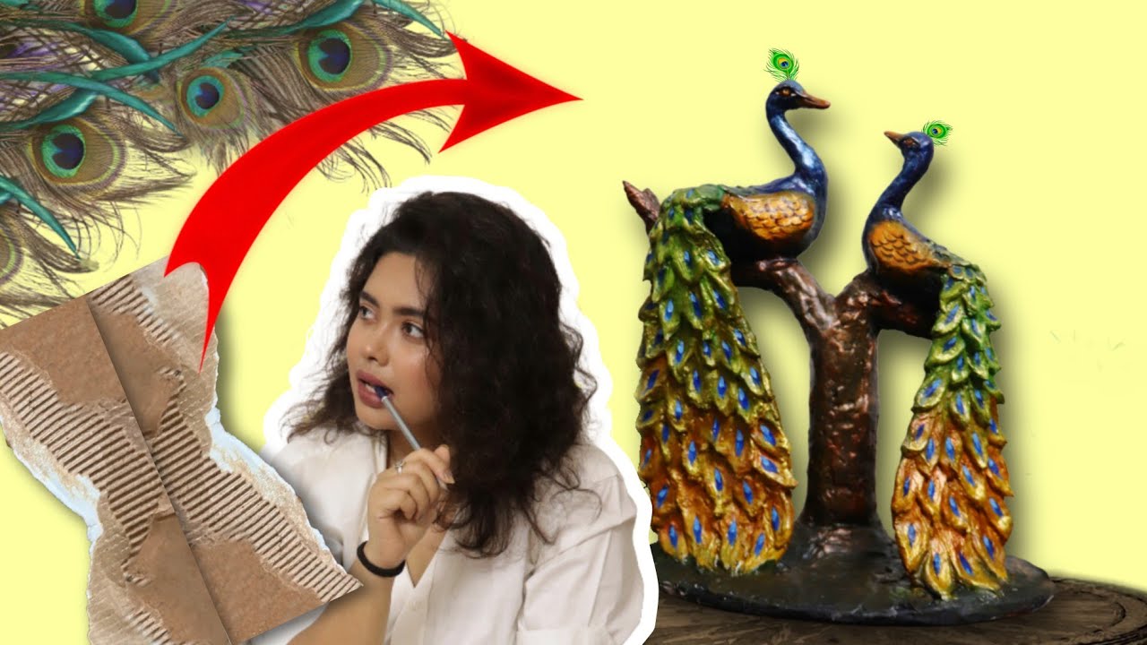 🦚 DIY Peacock Showpiece | Unique Handmade Gift Idea | Paper Craft Home ...