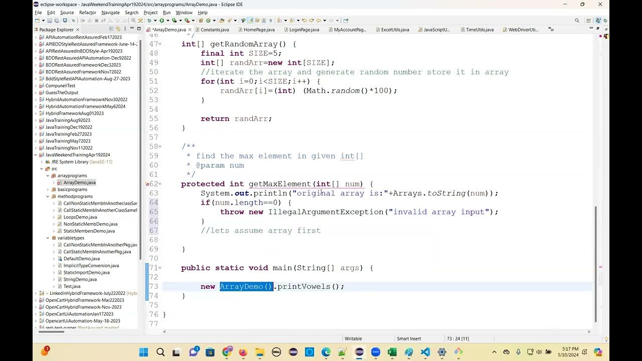 Corejava Array Programs May 10 2024 Youtube