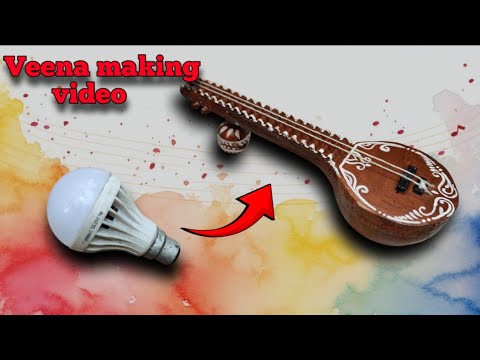 Veena making video/How To Make Veena By bulf / Saraswati Puja Special ...