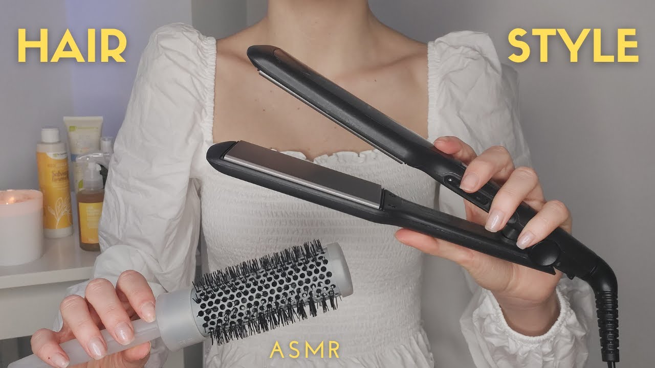 ASMR Hair Style 💇Scalp massage, hair brushing, hair straightening, no ...
