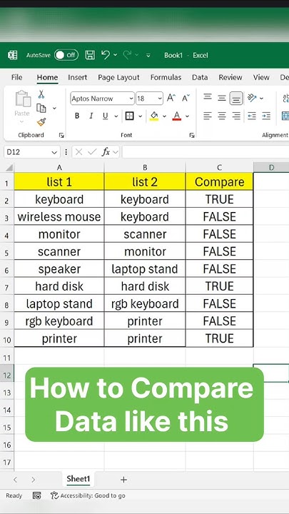 how to compare two list in Excel ll Use Amezing trick #excel #exceltips #shorts - YouTube