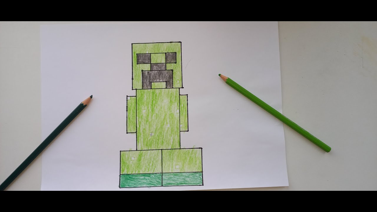 Drawing Creeper in MInecraft - Creepers Green - YouTube