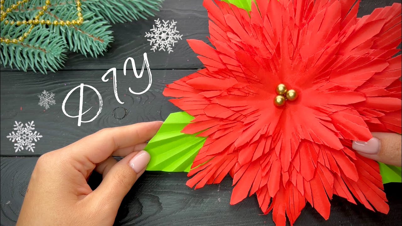 DIY Christmas decorations Paper Christmas Flower Poinsettia - YouTube