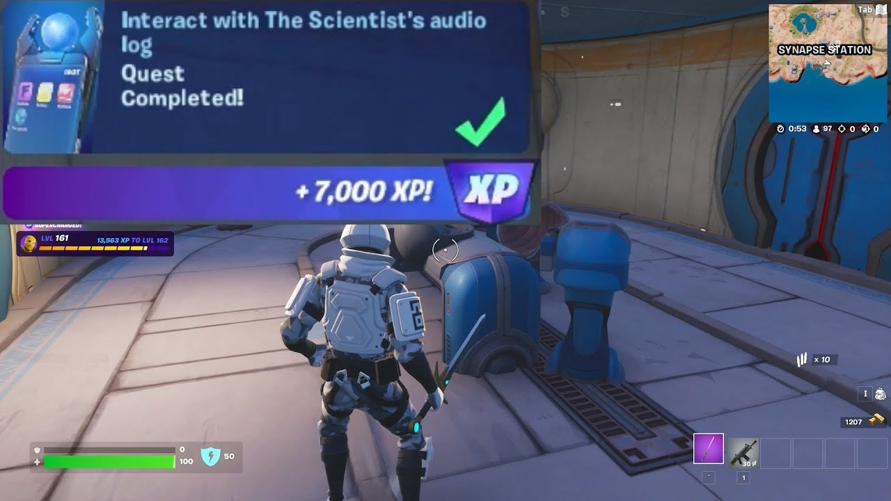 Interact with the Scientist's audio log Fortnite - YouTube