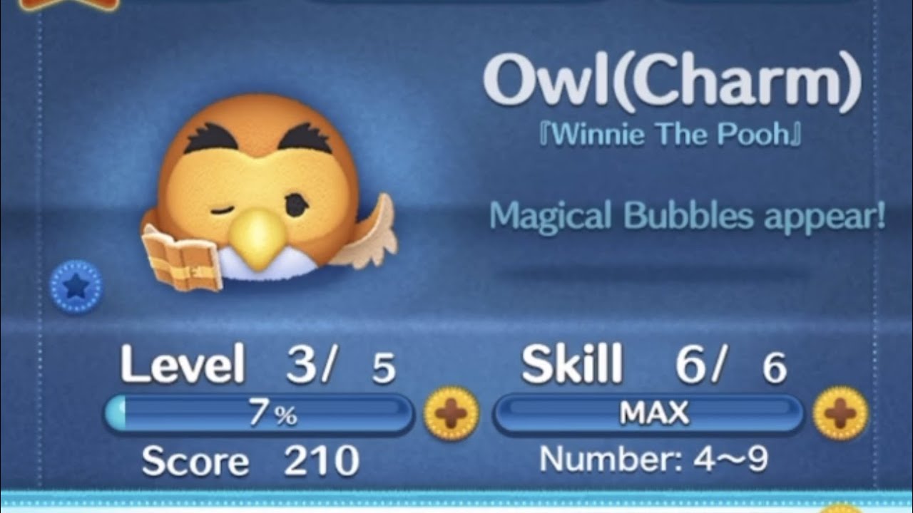 Owl (Charm) | Max Skill 6 | Disney Tsum Tsum Gameplay | HIGH COINS ...