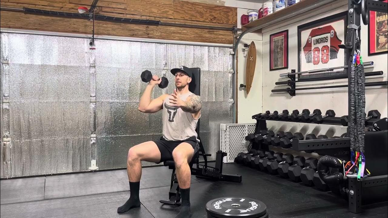 Seated Single Arm Neutral Grip Dumbbell Shoulder Press - YouTube