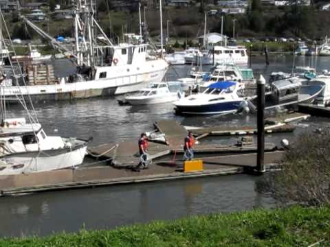 Tsunami damage at the Port of Brookings-Harbor - YouTube