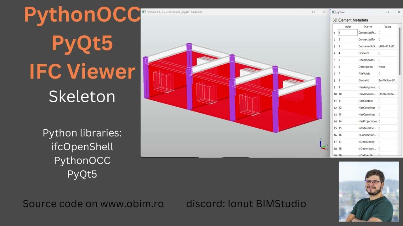 PythonOCC IFC viewer with a dictionary - YouTube