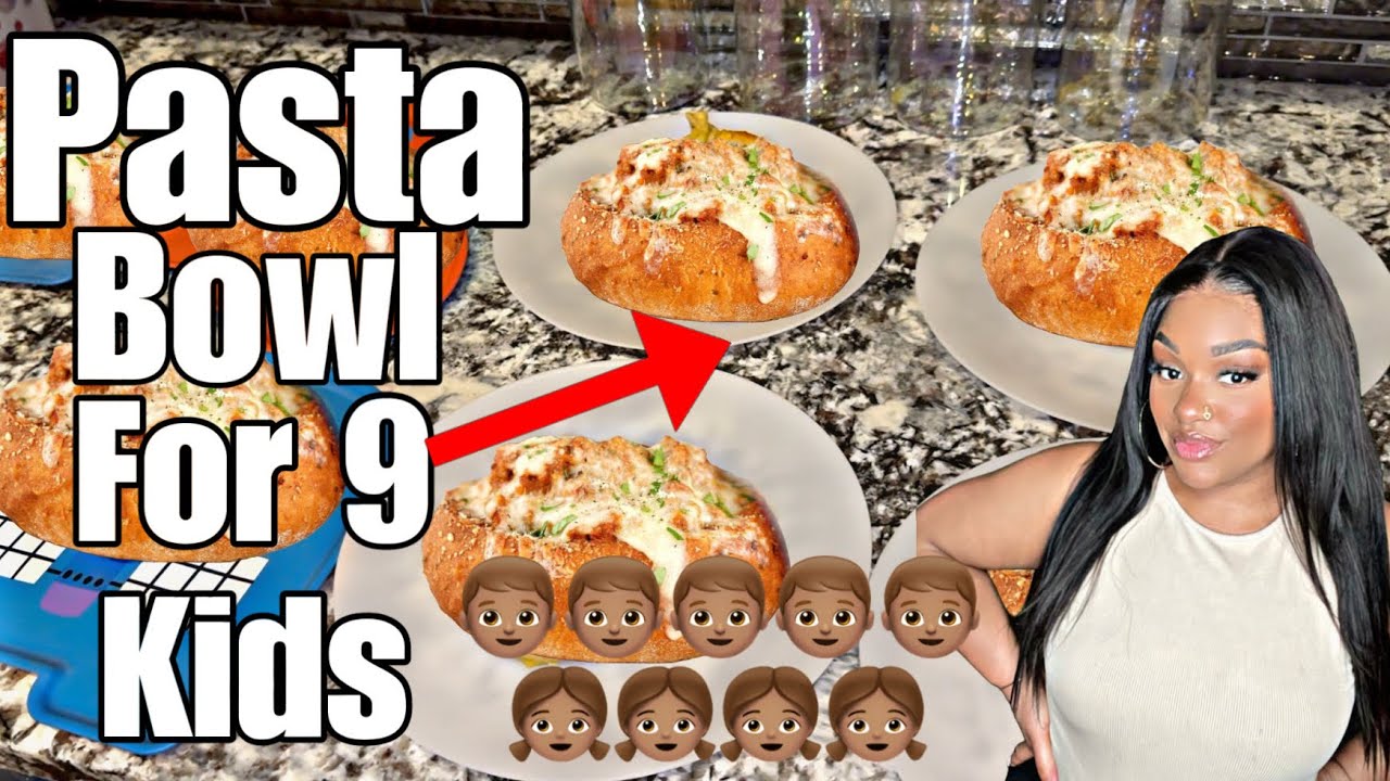 5 MIN PASTA BREAD BOWL DINNER FOR 9 KIDS - YouTube