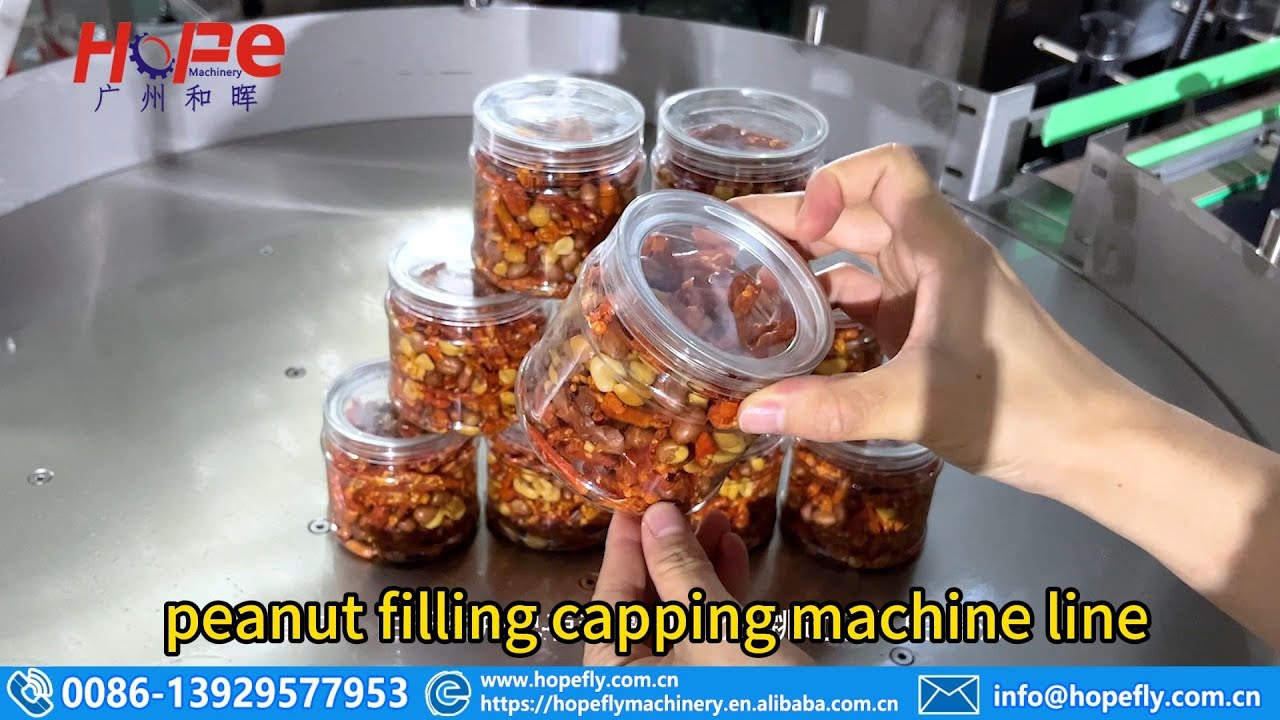 peanut filling capping machine line - YouTube