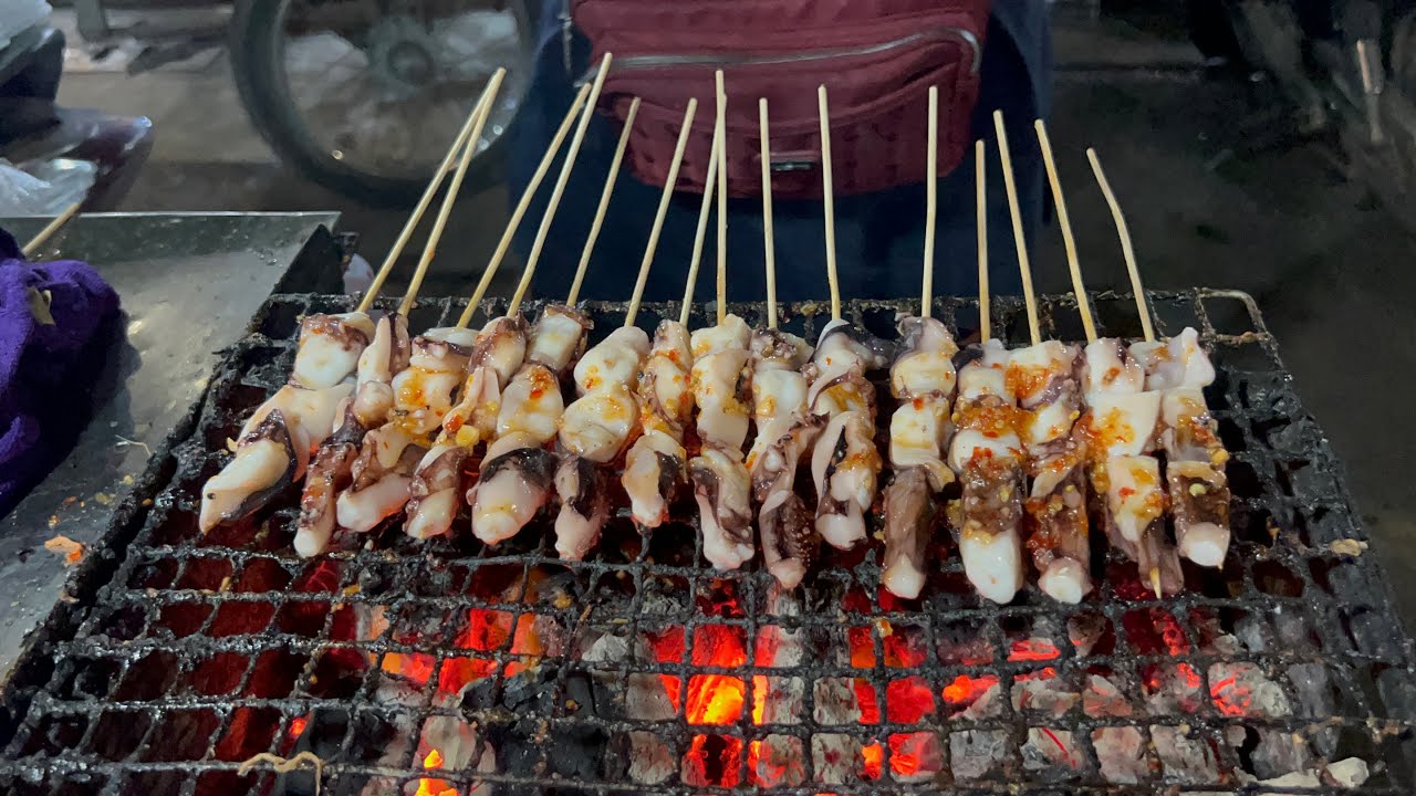 Delicious! Grilled Squid Sticks With Spicy Sauce - Street Food - YouTube