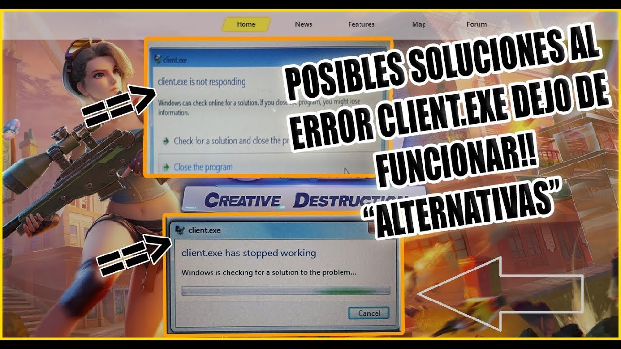 ALTERNATIVAS PARA SOLUCIONAR EL ERROR DE (CLIENT.EXE DEJO DE FUNCIONAR) EN CREATIVE DESTRUCTION ...