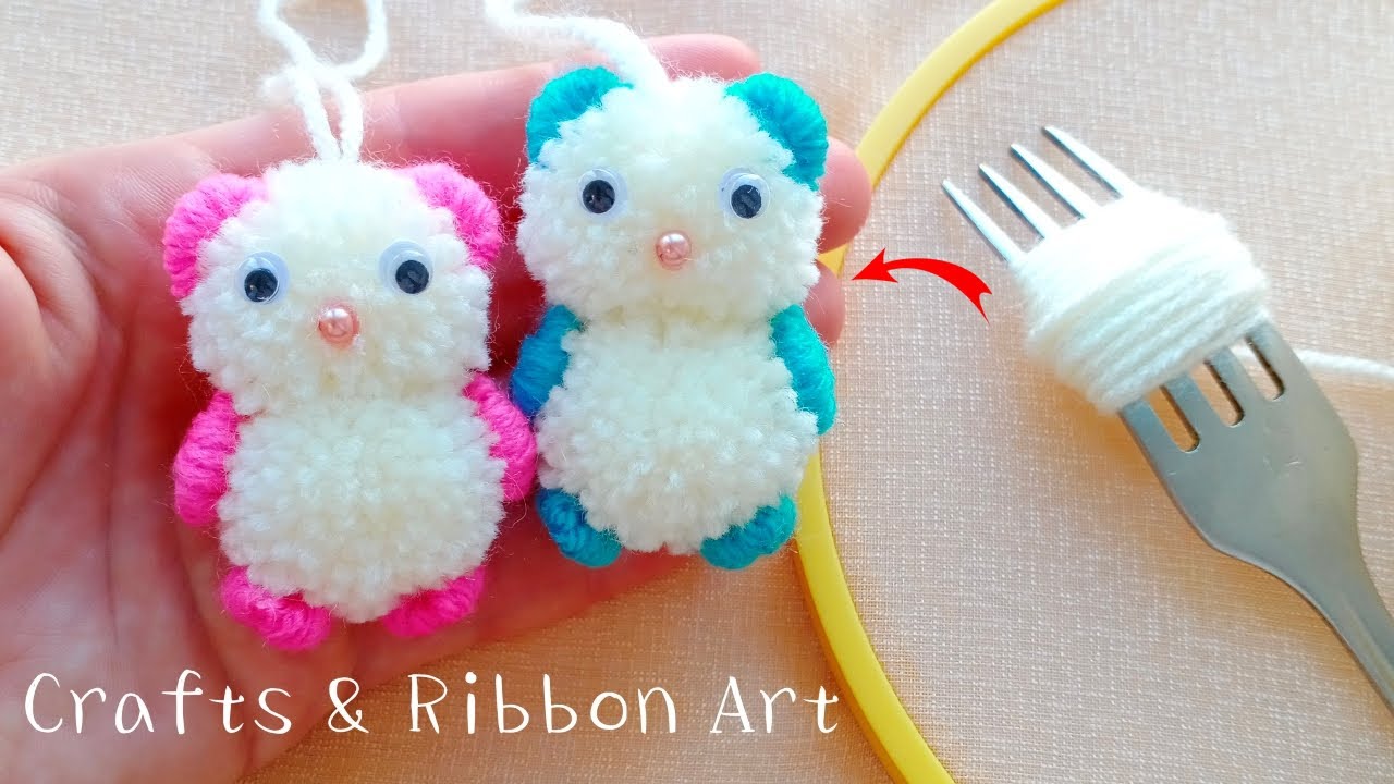 Amazing Woolen Teddy Bear Making Idea with Fork - DIY Woolen Crafts ...