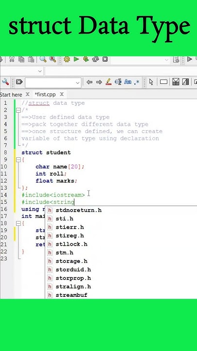9 Struct Data Type User Defined Data Type C Program Shorts Coding Youtube