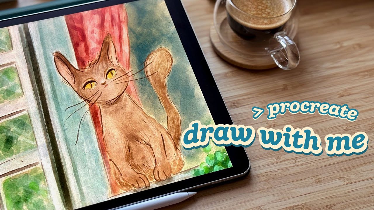 ️ draw with me how i use procreate 🐈🪟 ipad pro digital art process 🌱 ...