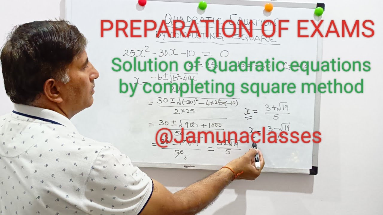 Solution of Quadratic equations by completing square @Jamunaclasses ...