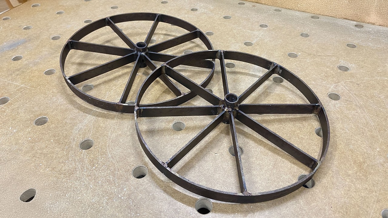 Turning Scrap Steel into Rustic Wheels for My Planter DIY - YouTube