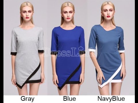 Dresslink video review for women's casual irregular hem o-neck dress