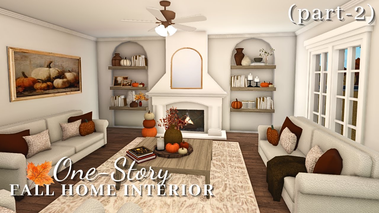 Bloxburg: One-Story Fall Home Interior (part-2)| House Build| Roblox ...