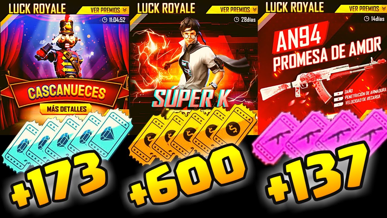😱¡GASTANDO TODOS MIS TICKETS de FREE FIRE en los NUEVOS ROYALE!/ +900 ...
