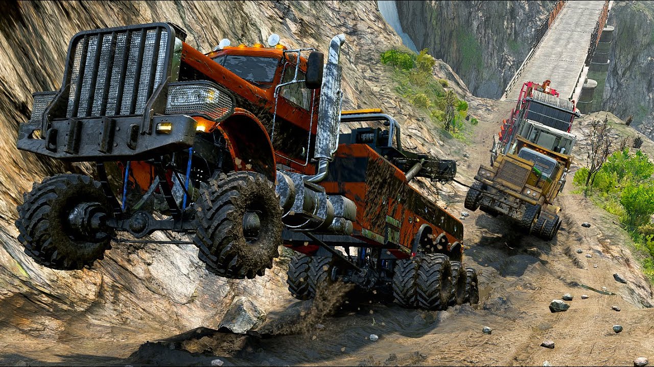 Recovery Truck Almost Fails To Climb Up A Steep Hill Towing A Truck ...