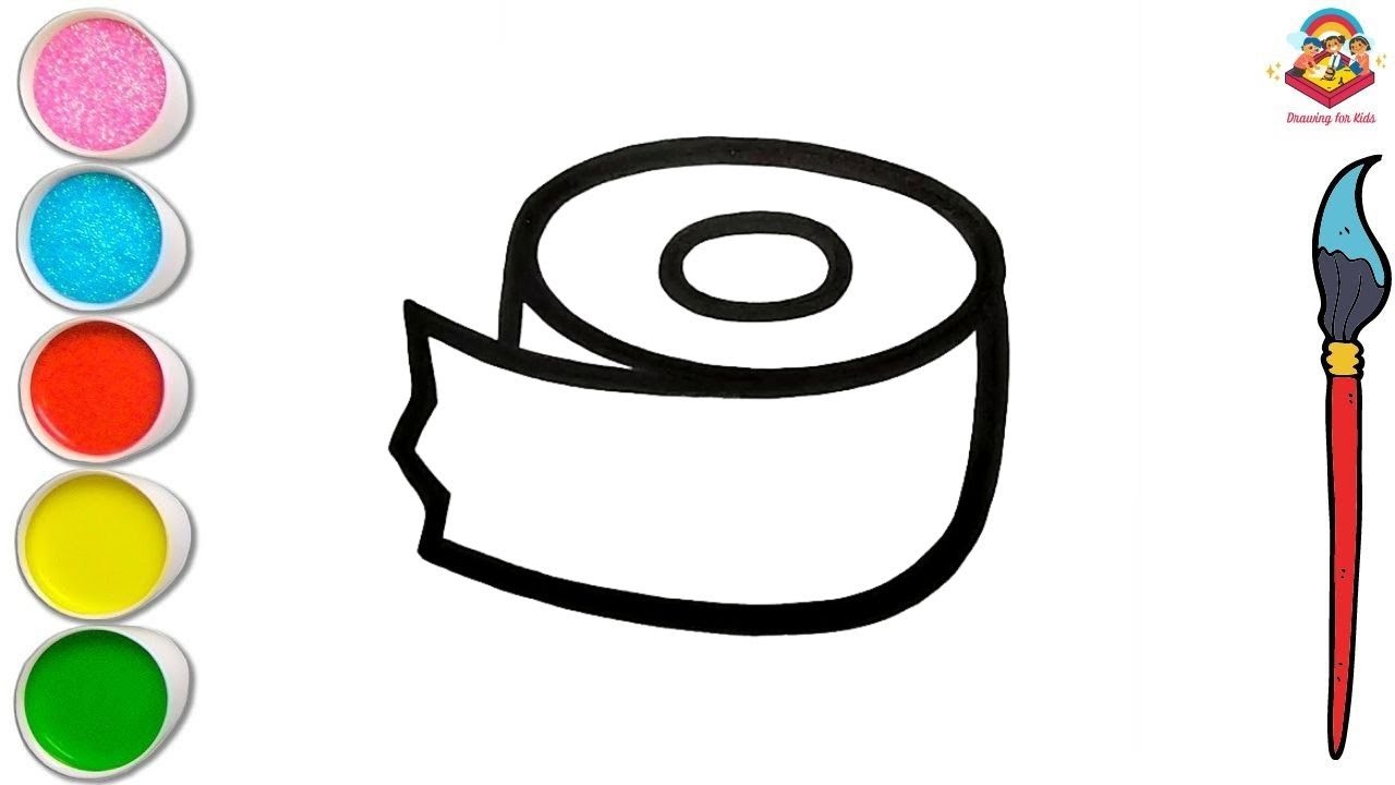 Tape Roll Drawing & Coloring for Kids Easy Step by Step - YouTube