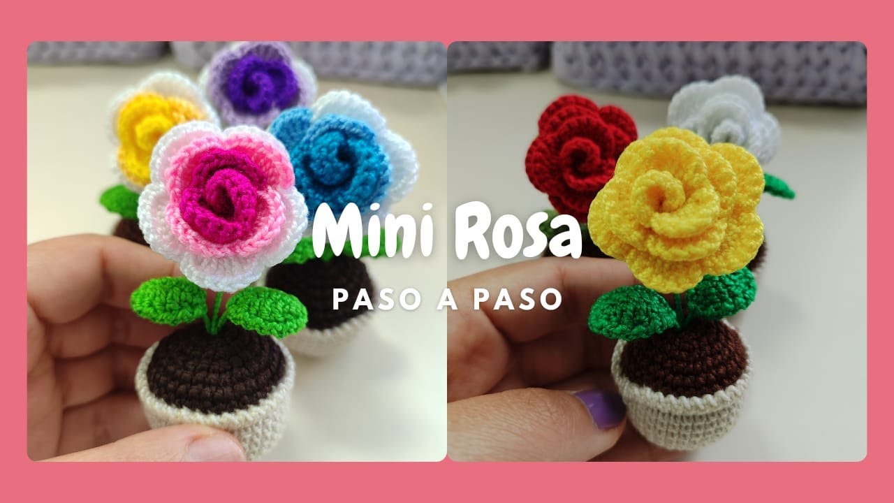 Tutorial Mini Maceta de Rosa - Flores a Crochet - YouTube