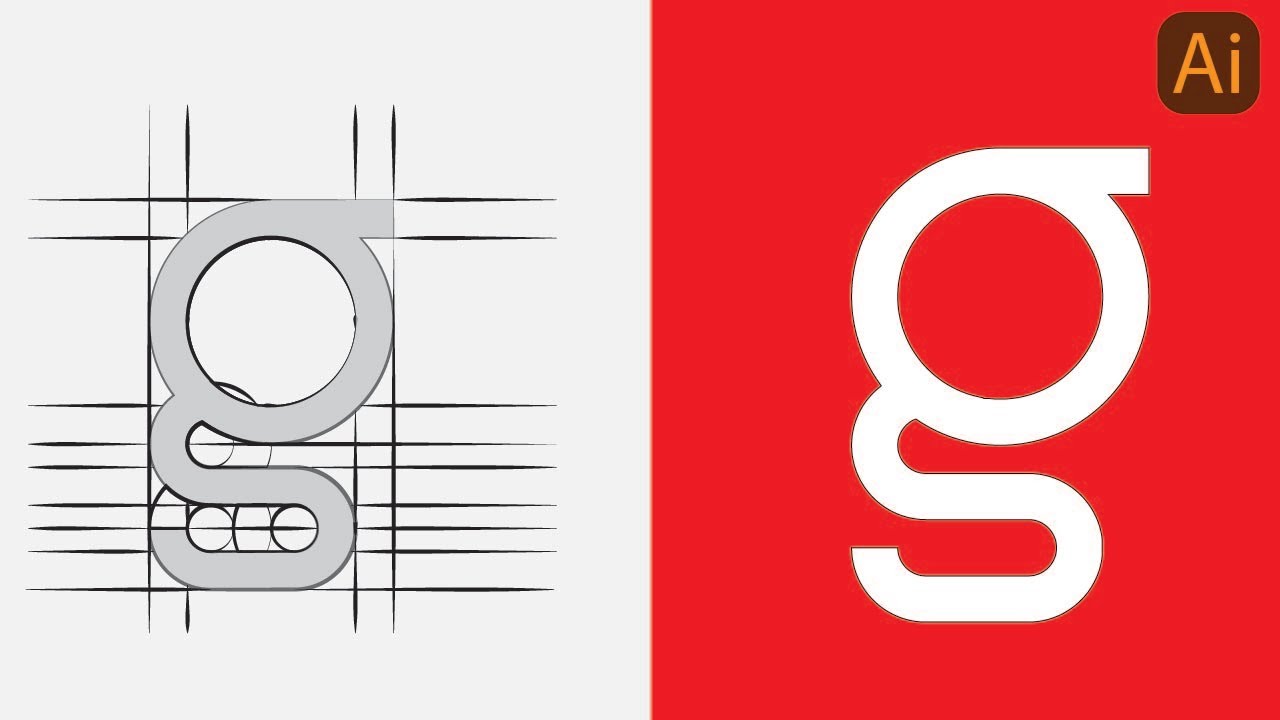 How to creat a Monogram letter g LoGo Design in illustrator cc. - YouTube