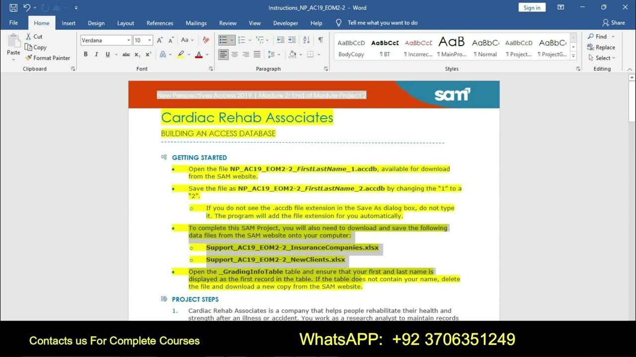 Access Module 2 SAM End of Module Project 2 | NP_AC19_EOM2-2 | Cardiac ...
