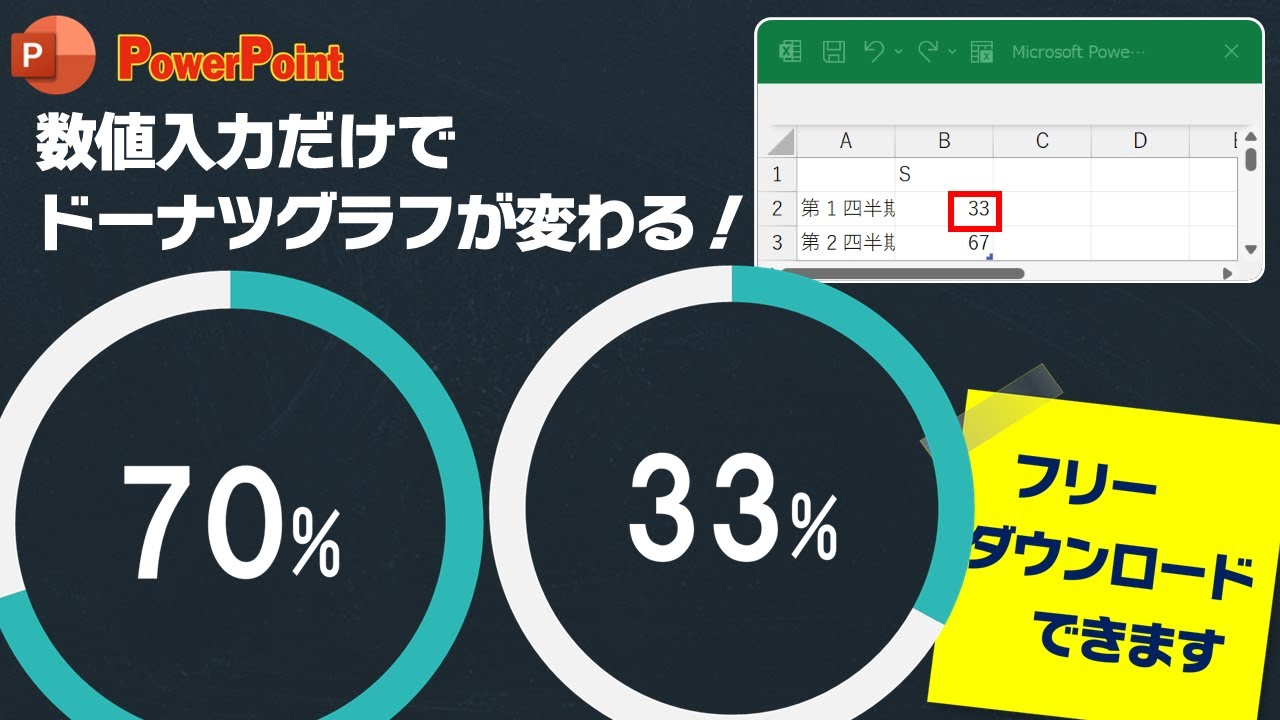 数値を一つ入力するだけでドーナツグラフが作成できます。ダウンロードできます。 Youtube